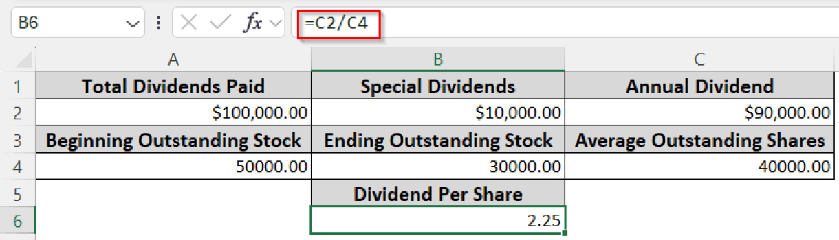 How To Calculate Dividend Per Share in Excel (3 Simple Ways) - Excel ...