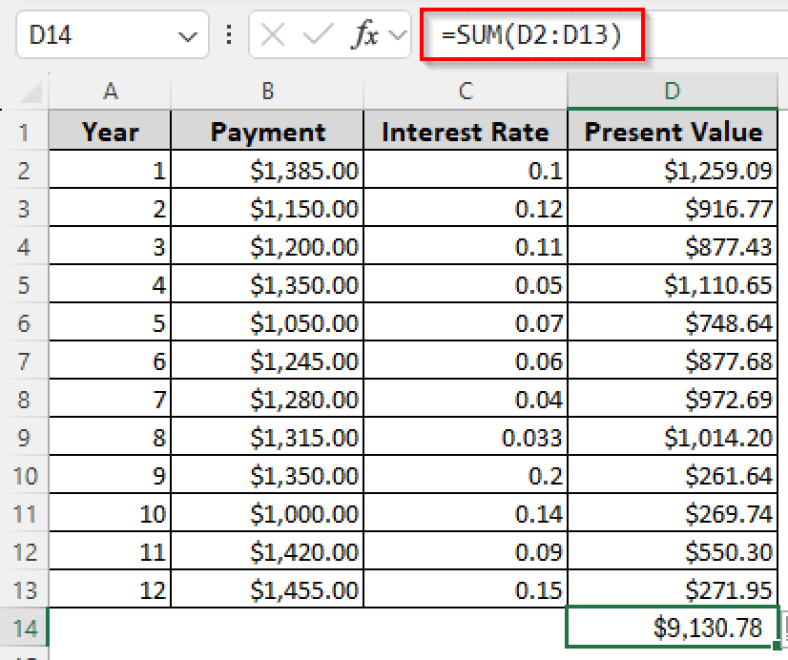 How to Calculate Present Value in Excel with Different Payments - Excel Insider