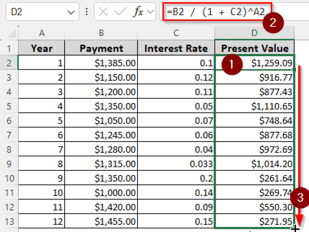 How To Calculate Present Value In Excel With Different Payments Excel