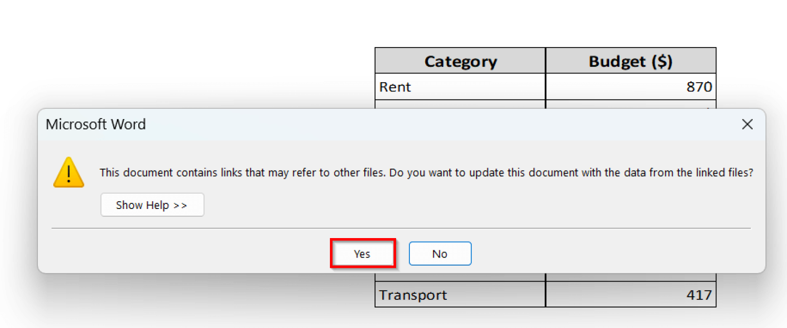 How to Link Excel Cell to Word for Automatic Update - Excel Insider