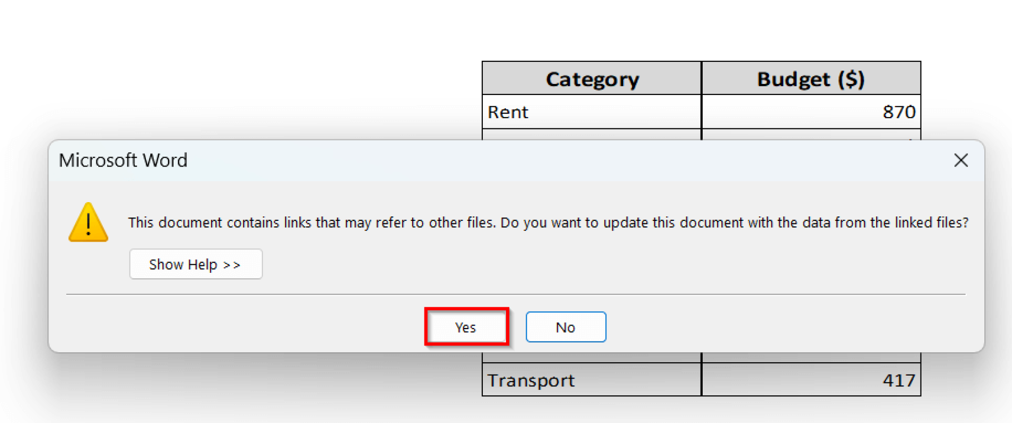 How to Link Excel Cell to Word for Automatic Update - Excel Insider