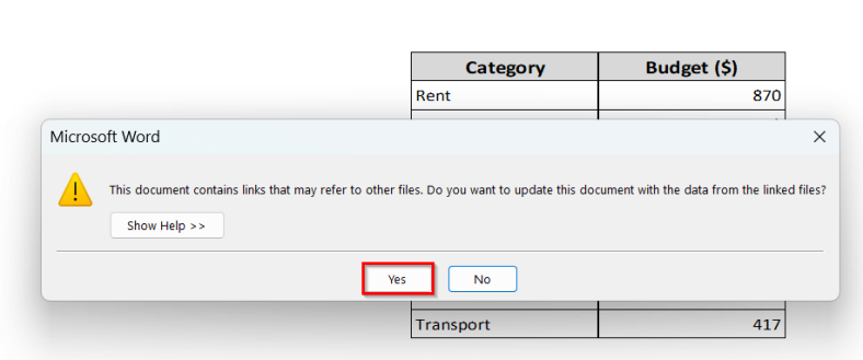 How to Link Excel Cell to Word for Automatic Update - Excel Insider
