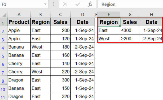 How to Use Advanced Filter with Multiple Criteria in Excel - Excel Insider