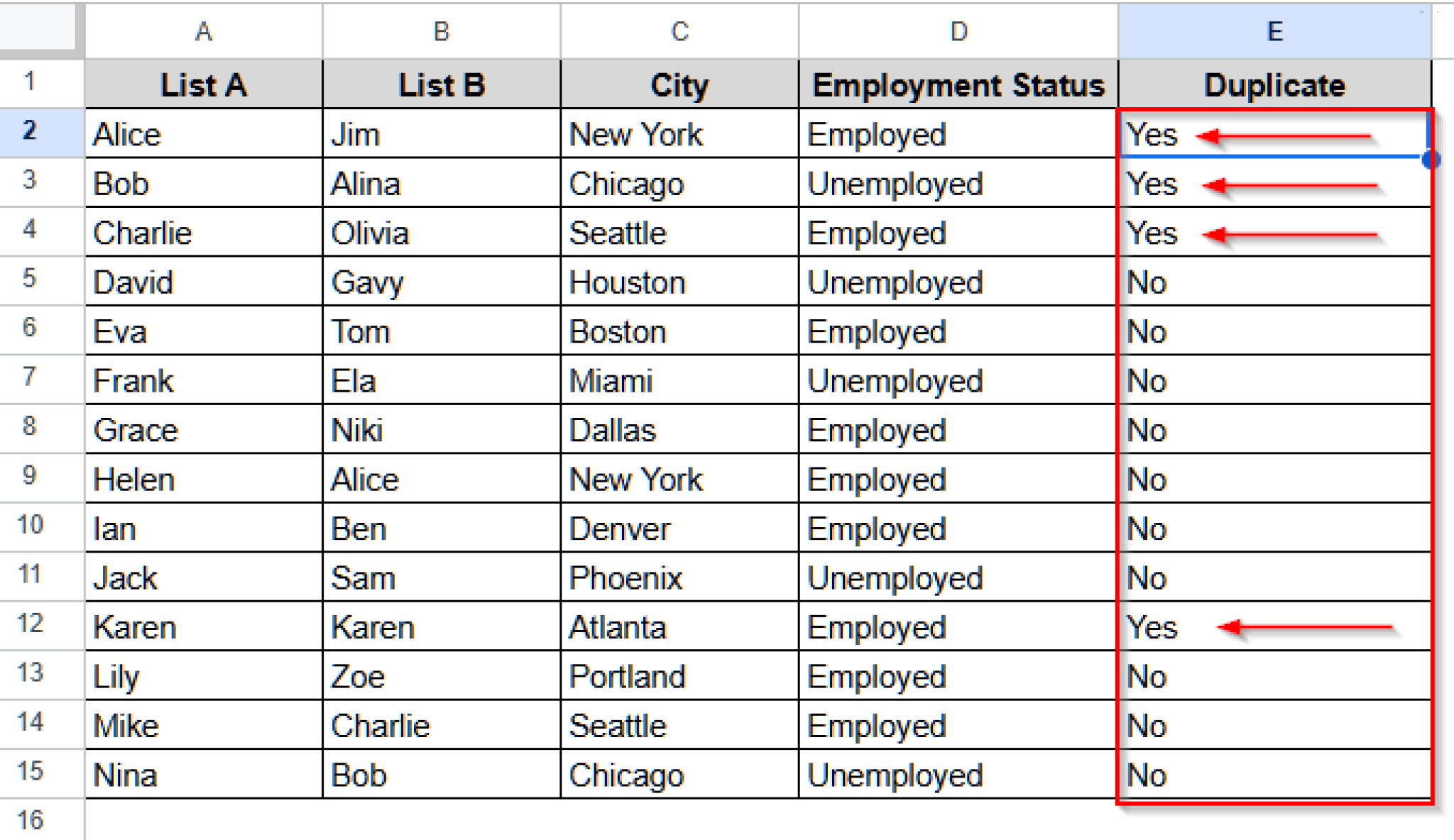 How to Find Duplicates in Two Columns in Google Sheets - Excel Insider