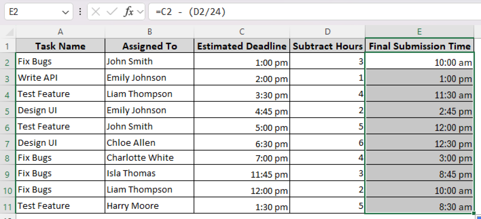 How to Subtract Hours from Time in Excel (7 Different Examples) - Excel ...