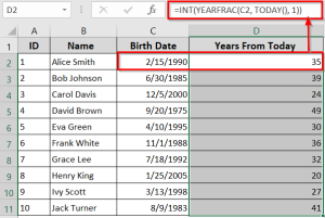 How to Calculate Years in Excel from Today (4 Examples) - Excel Insider