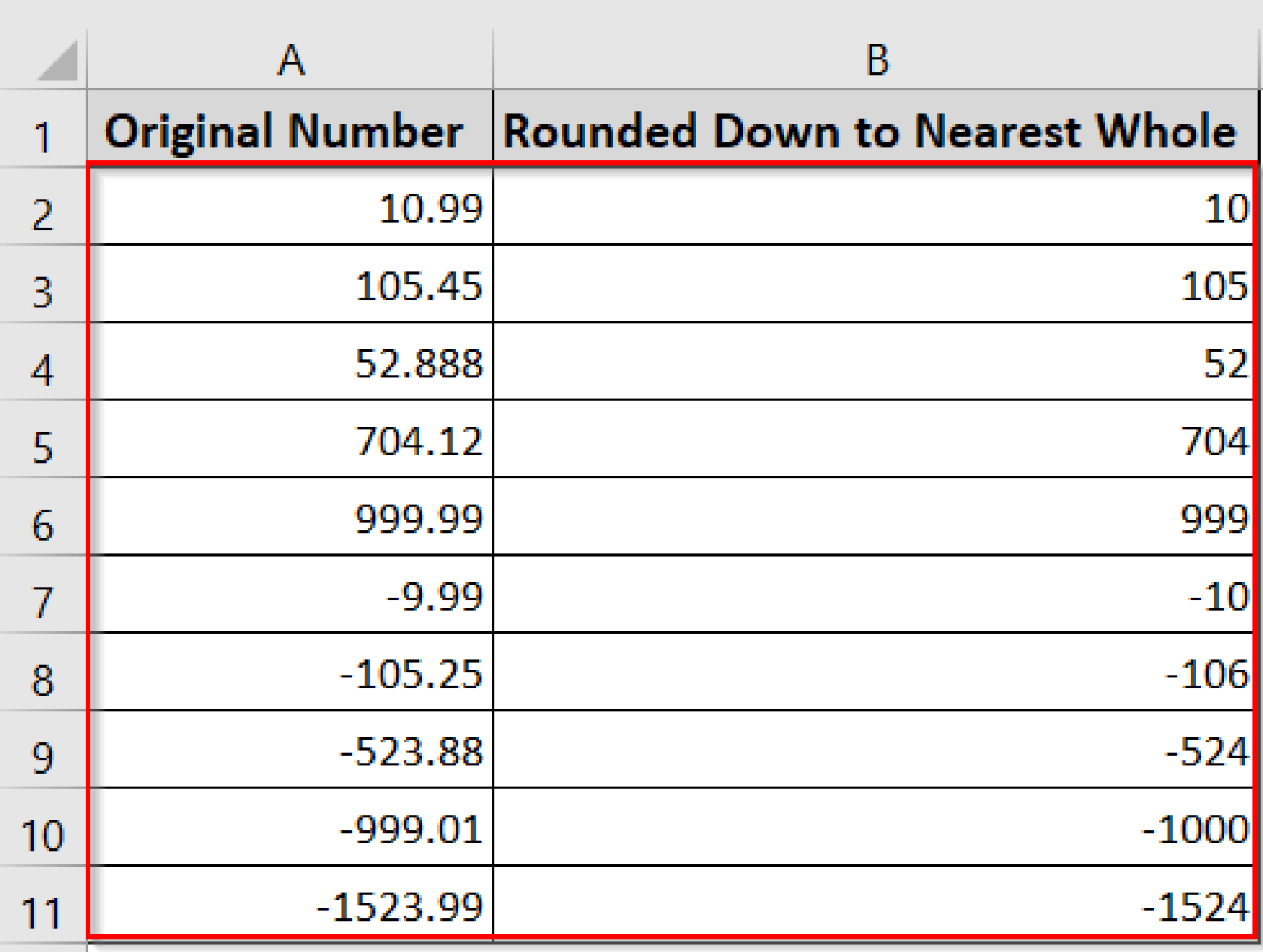 How to Round Down to Nearest Whole Number in Excel - Excel Insider