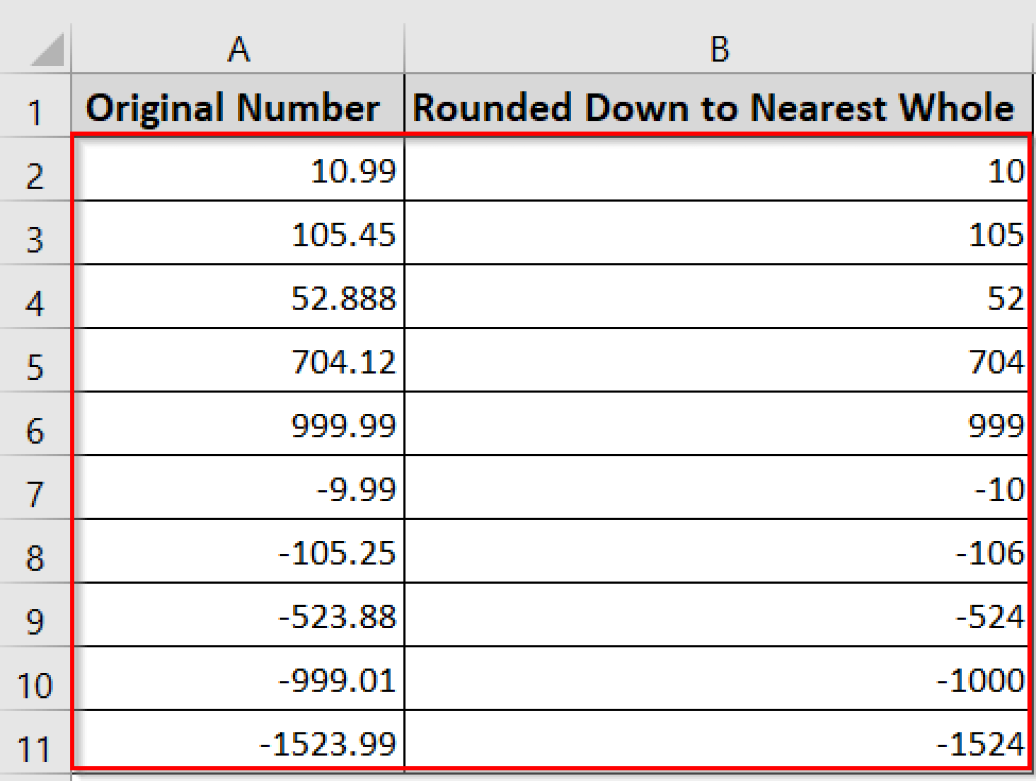 How to Round Down to Nearest Whole Number in Excel - Excel Insider