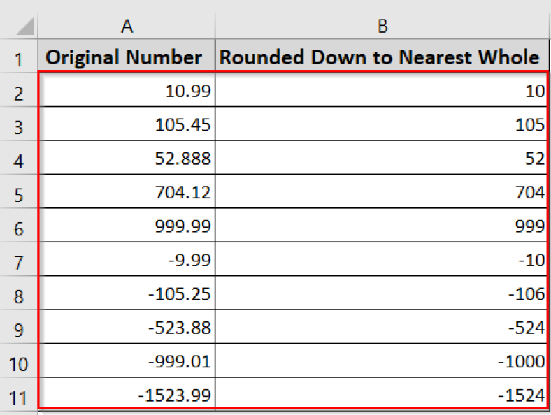 How to Round Down to Nearest Whole Number in Excel - Excel Insider