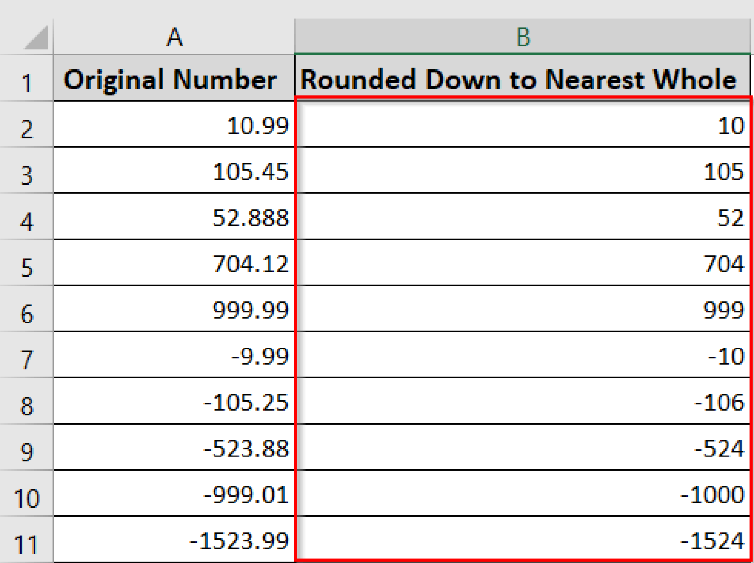 How to Round Down to Nearest Whole Number in Excel - Excel Insider