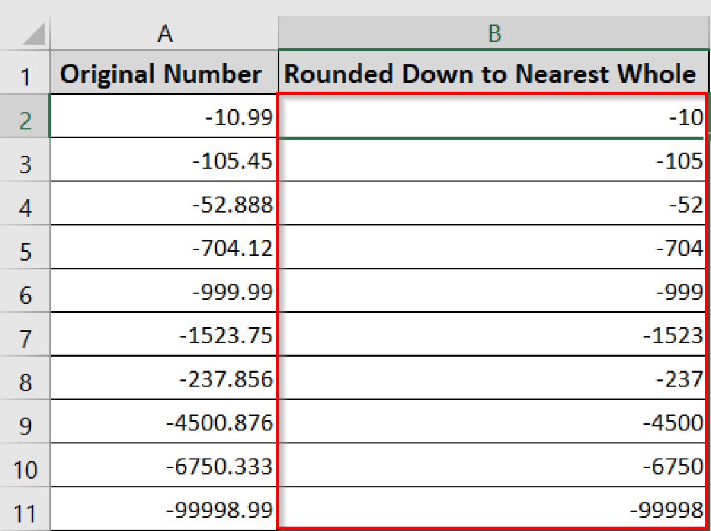How to Round Down to Nearest Whole Number in Excel - Excel Insider