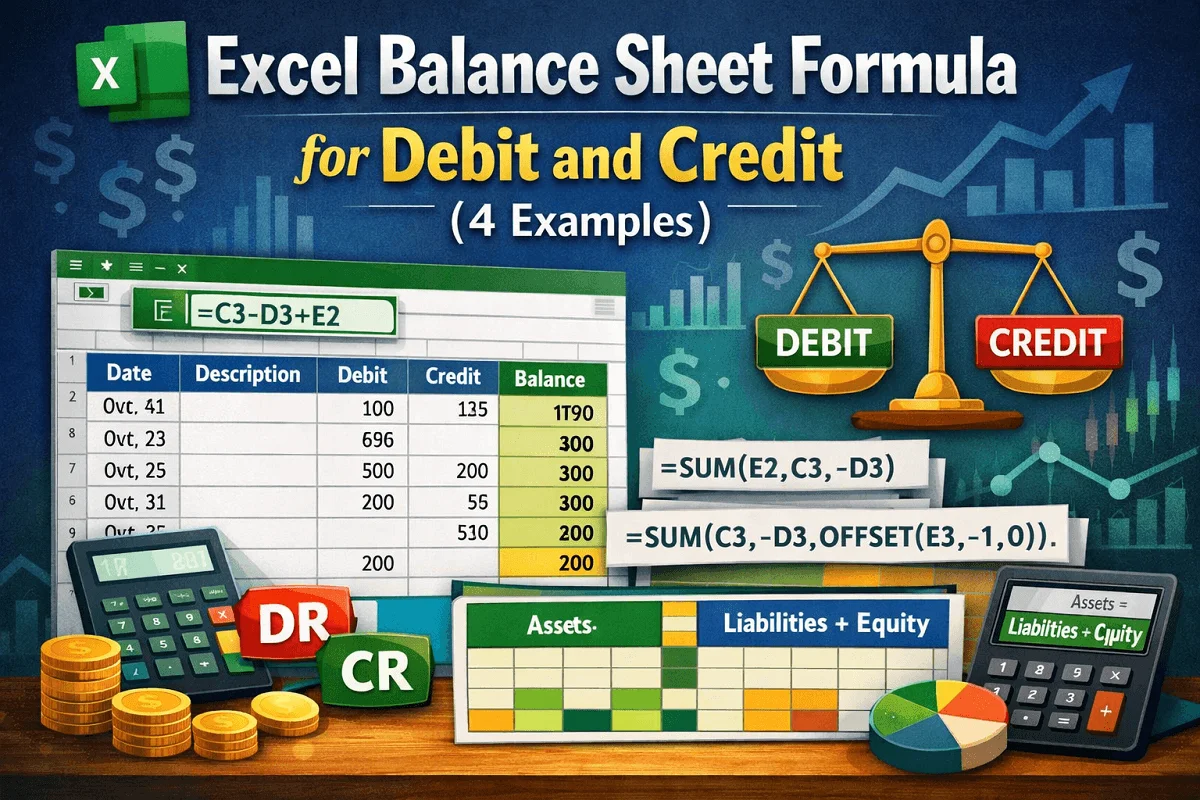 Excel Balance Sheet Formula for Debit and Credit (4 Examples) - Excel ...