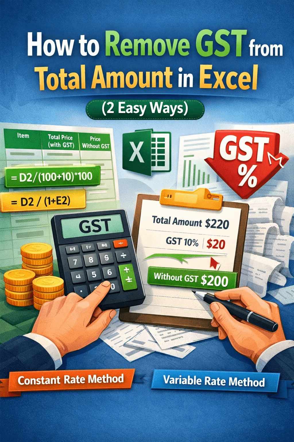 How to Remove GST from Total Amount in Excel (2 Easy Ways) - Excel Insider
