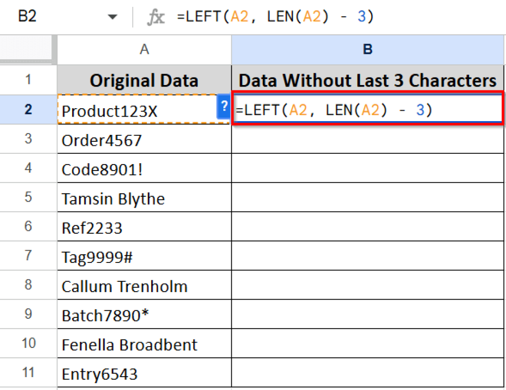 How to Remove Last Character in Google Sheets (3 Simple Methods) - Excel Insider