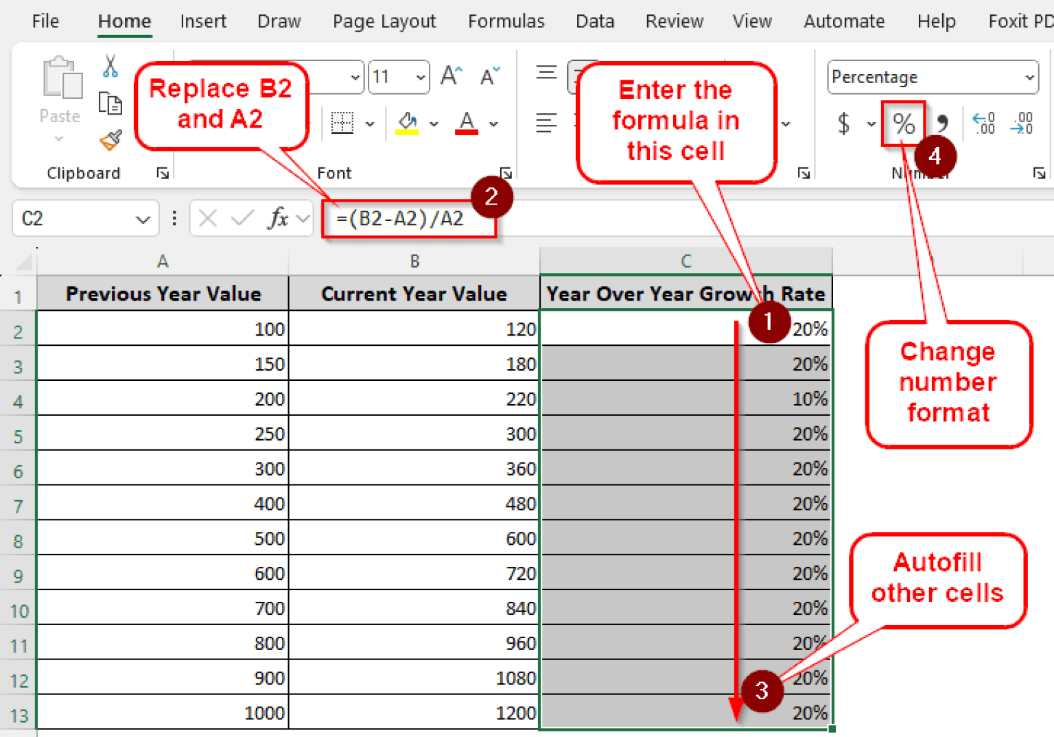 How to Calculate Year-Over-Year Growth in Excel - Excel Insider