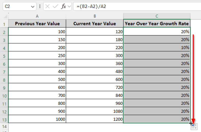 How to Calculate Year-Over-Year Growth in Excel - Excel Insider