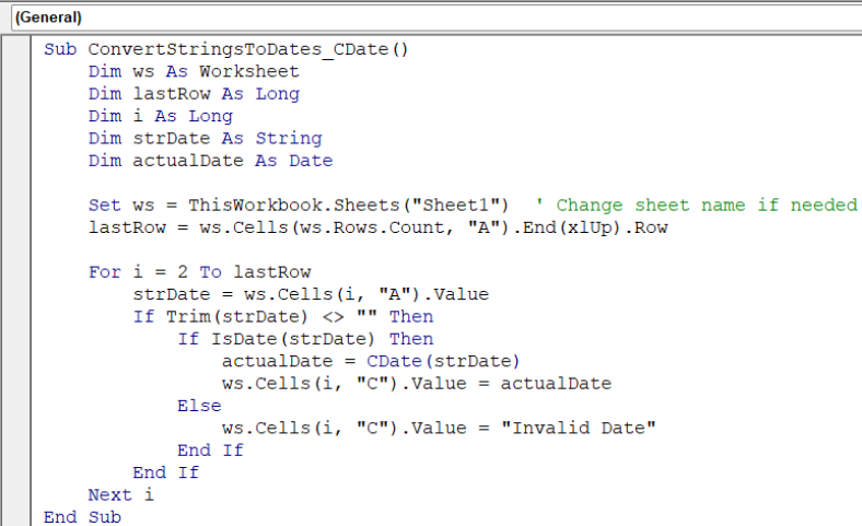 How To Convert A String To A Date In Excel Vba 3 Examples Excel Insider