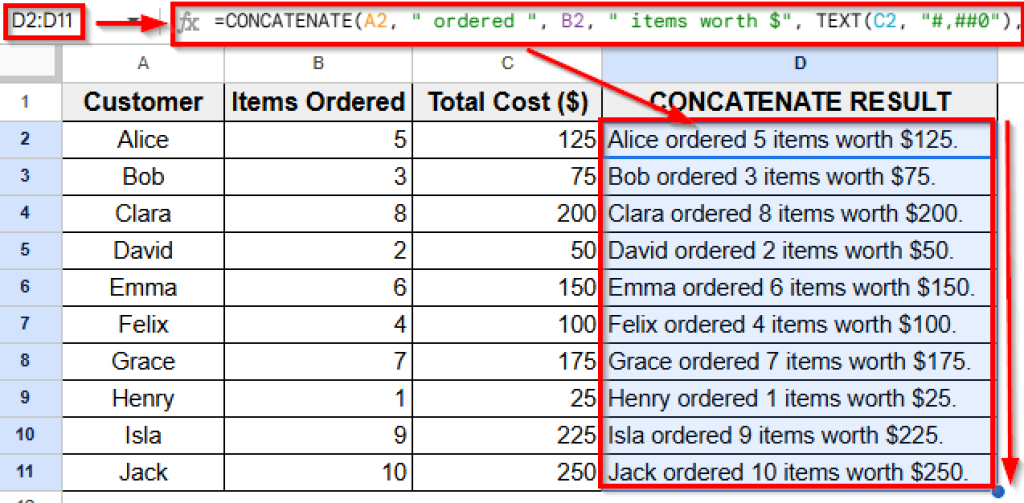 How to Concatenate Text and Formula in Google Sheets - Excel Insider