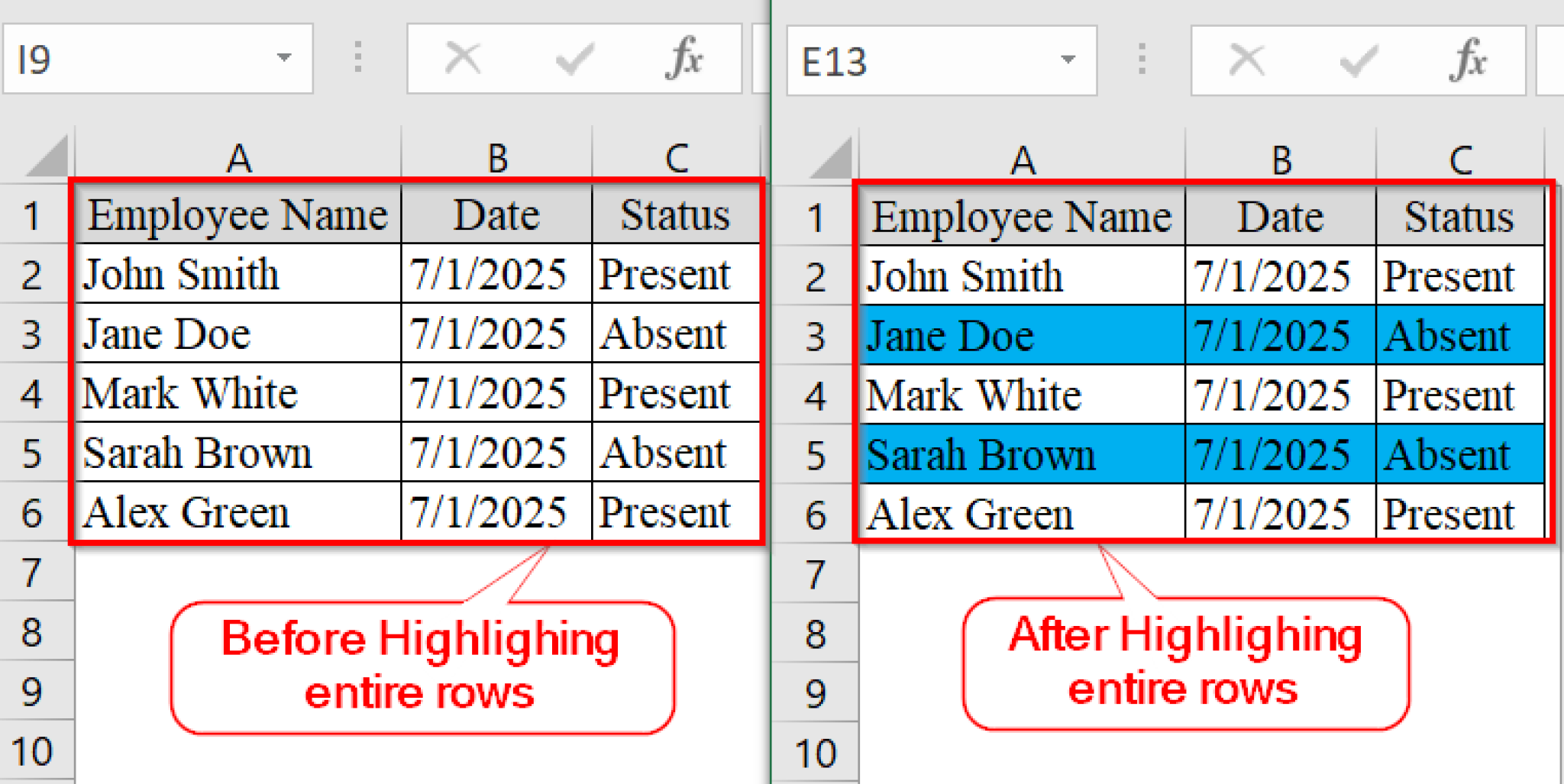 How to Highlight Entire Row in Excel with Conditional Formatting - Excel Insider