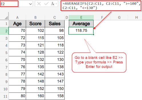 Calculate Average If a Range Lies Between Two Values in Excel - Excel ...