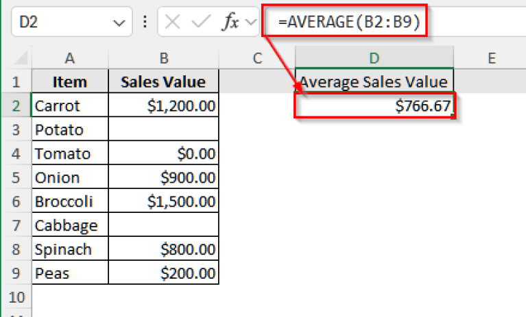 How to Average Only Cells with Values in Excel (2 Simple Ways) - Excel Insider