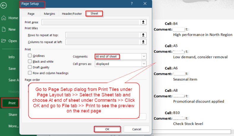 How to Print with Comments in Excel (2 Suitable Ways) - Excel Insider