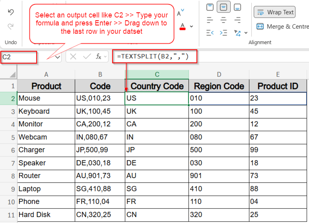 How to Split Text to Columns Automatically Using Formulas in Excel - Excel Insider