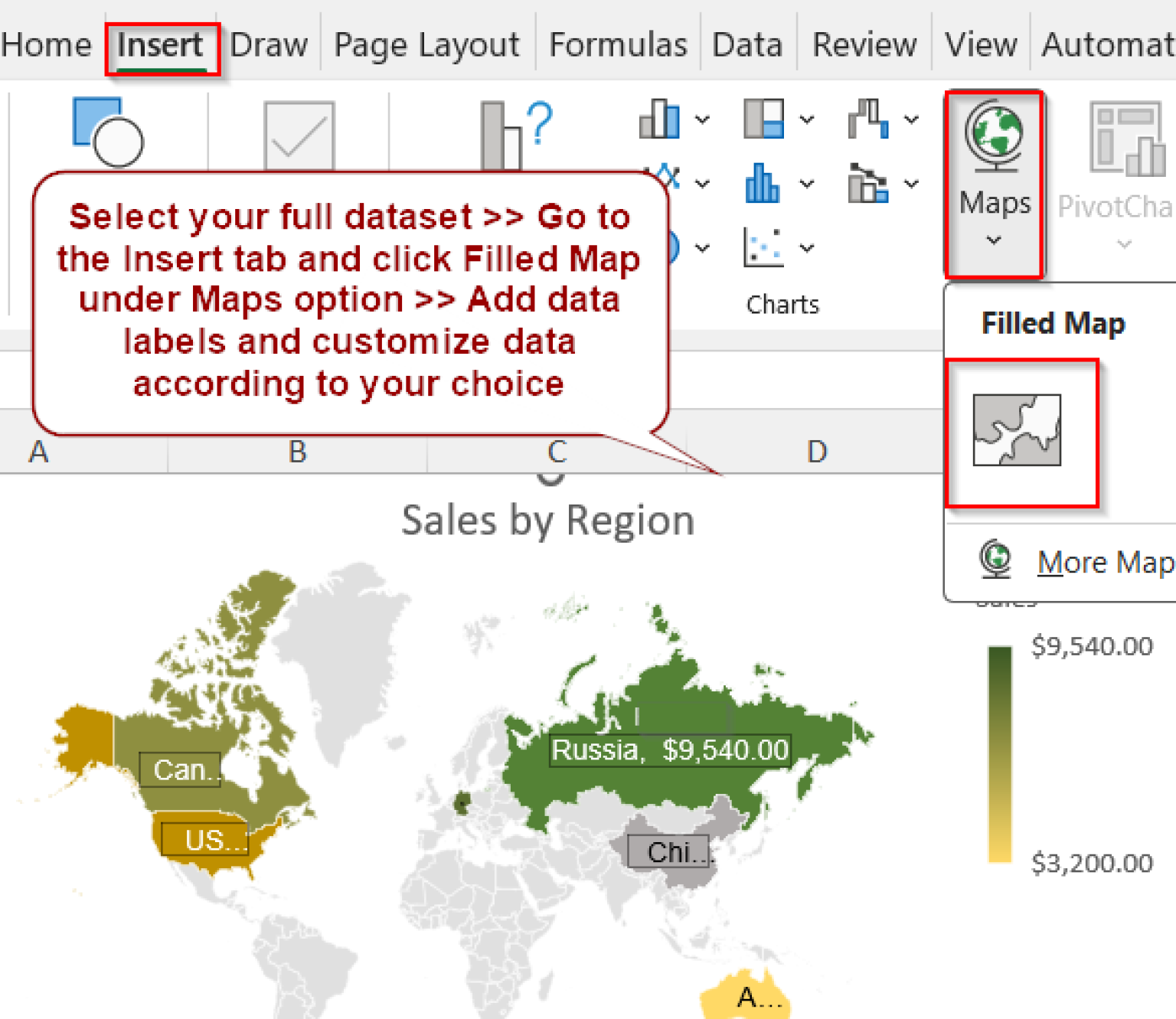 How to Map Data in Excel (with Built-in Map & Custom Shapes) - Excel Insider