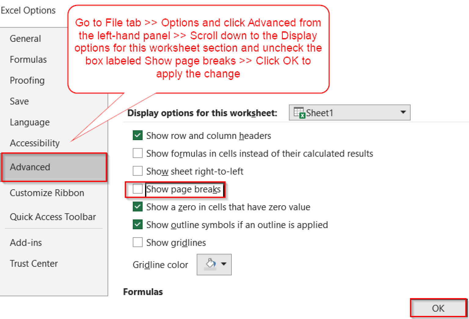 How to Remove Automatic Page Break in Excel (4 Simple Ways) - Excel Insider