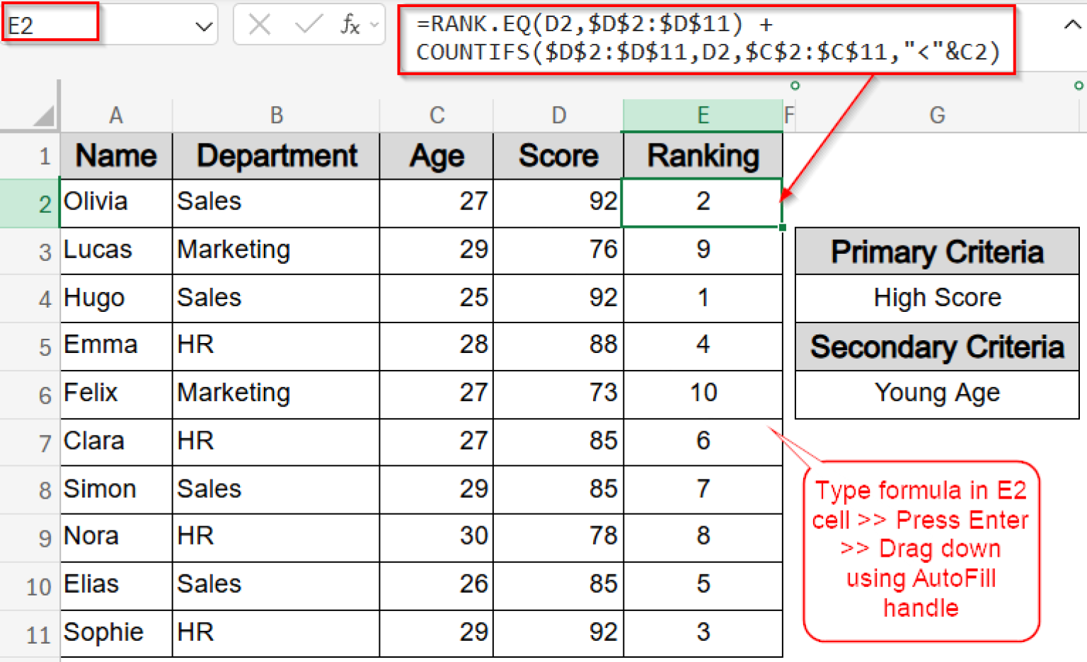 How to Do Ranking in Excel Based on Multiple Criteria - Excel Insider