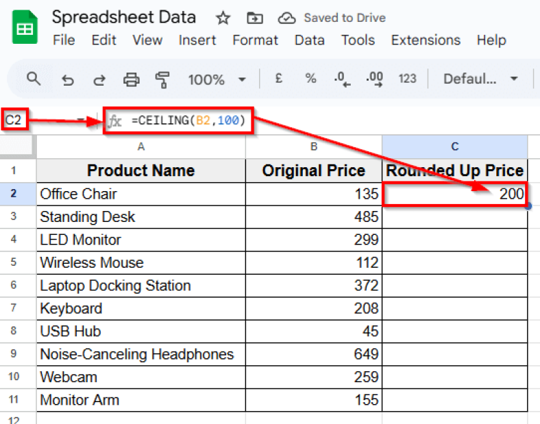 How to Round Up to the Nearest 100 in Google Sheets - Excel Insider