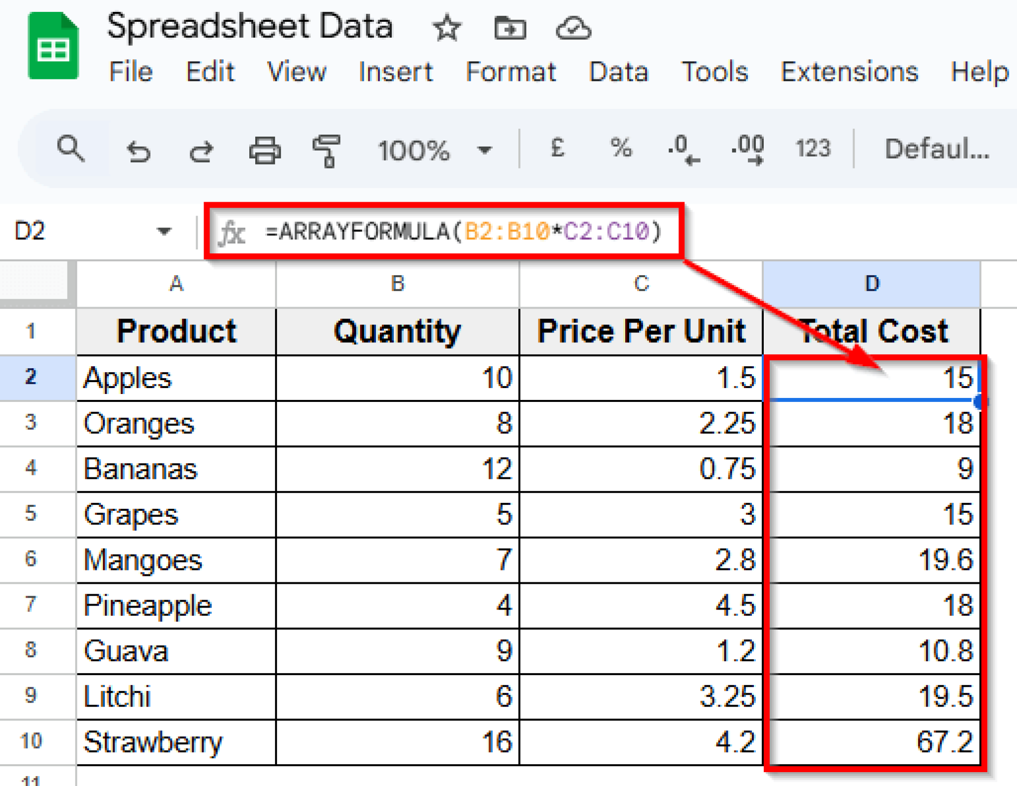 How to Multiply Columns in Google Sheets (3 Simple Ways) - Excel Insider