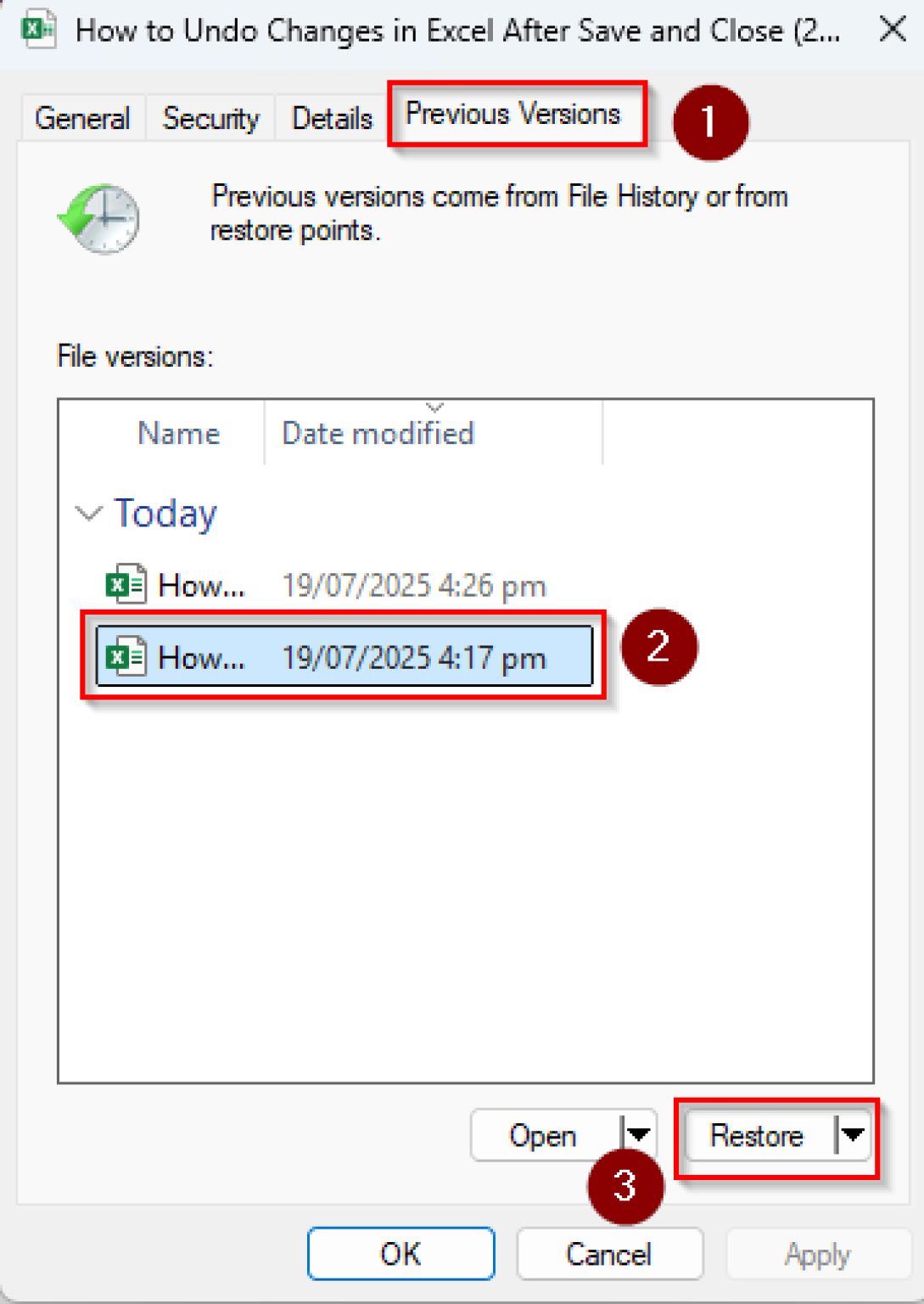 How to Undo Changes in Excel after Save and Close - Excel Insider
