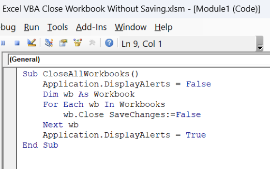 How to Close Workbook Without Saving in Excel VBA - Excel Insider