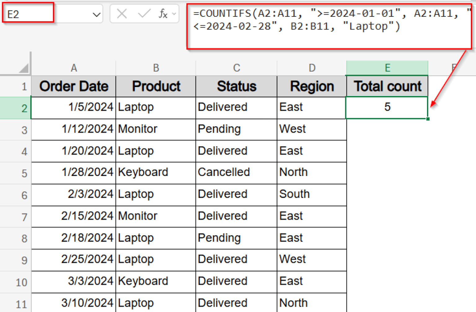 How to Use COUNTIFS with Date Range and Text in Excel - Excel Insider