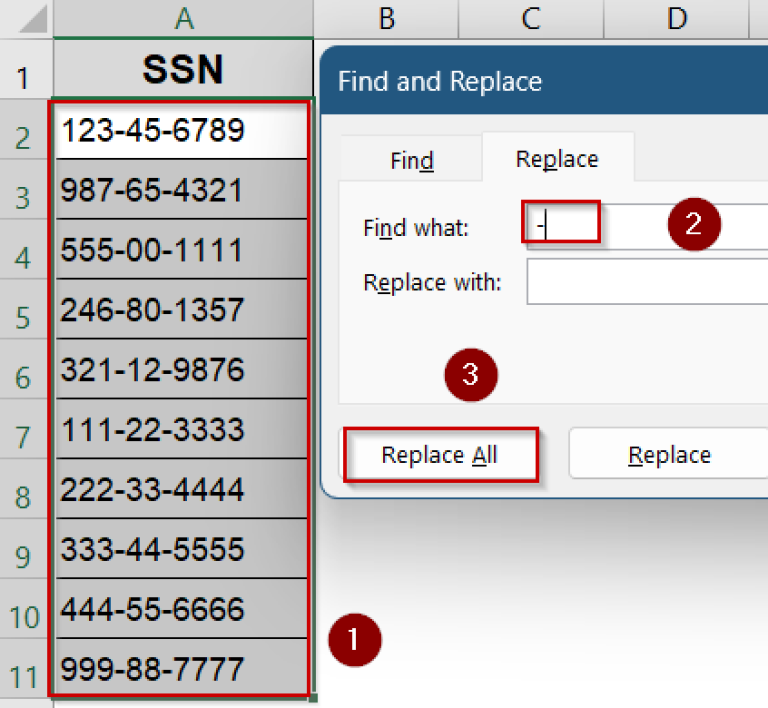 How to Remove Dashes from SSN in Excel (5 Useful Techniques) - Excel ...