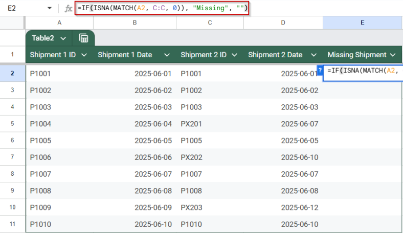 Compare Two Columns & Find Missing Values in Google Sheets - Excel Insider