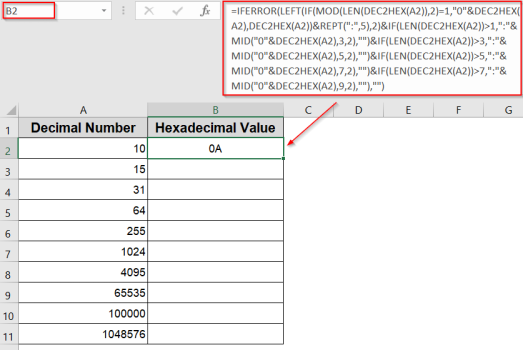 How to Convert Decimal Values to Hexadecimal in Excel - Excel Insider