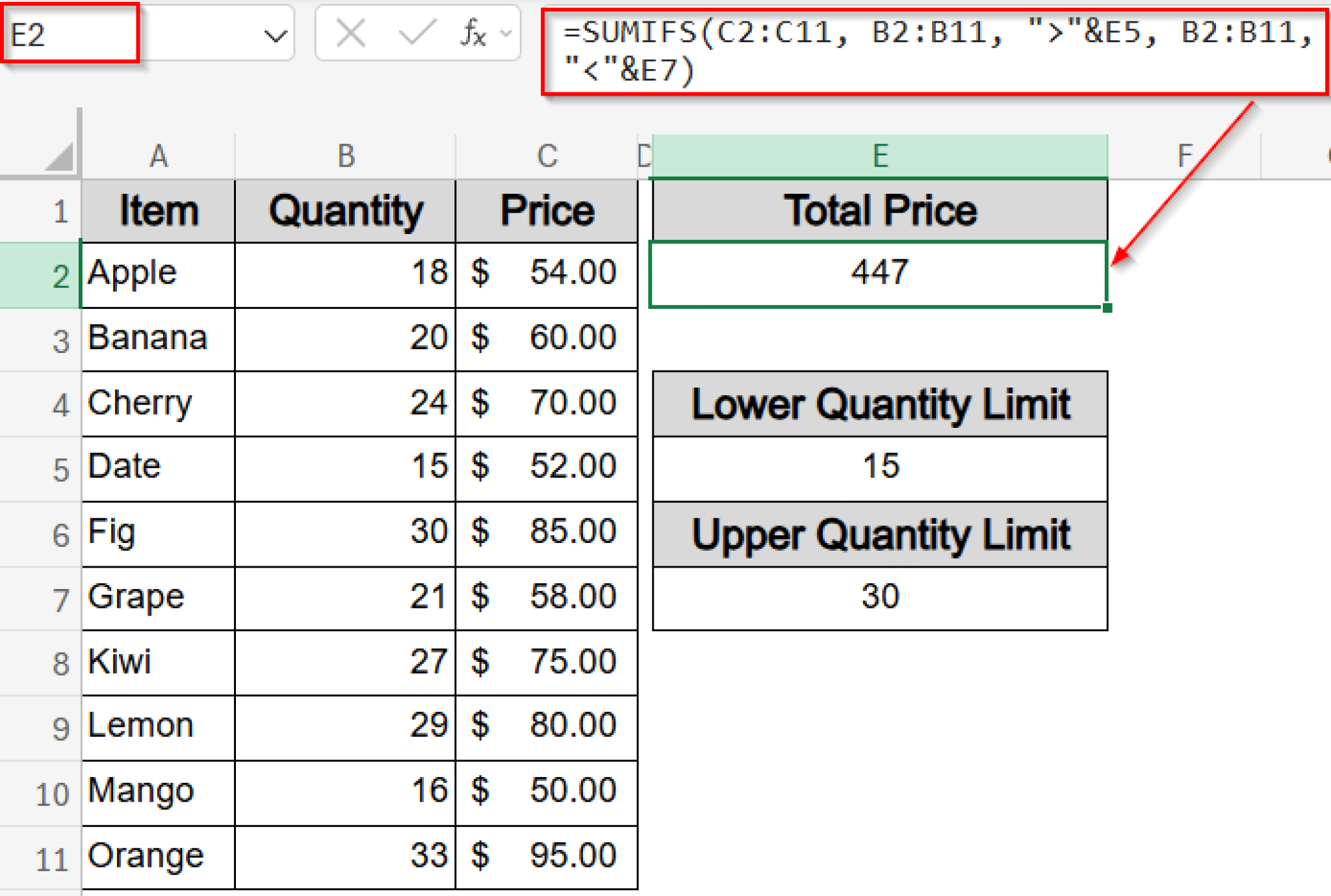 How to Sum If Greater Than and Less Than a Cell Value in Excel - Excel ...