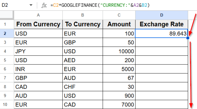 Currency Conversion Formula in Google Sheets (2 Examples) - Excel Insider