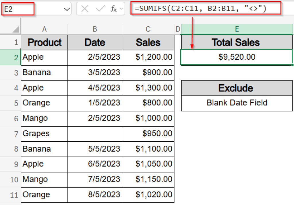 How to Use SUMIF with Not Equal to Condition in Excel - Excel Insider