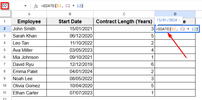 How to Add Years to Date In Google Sheets (2 Simple Ways) - Excel Insider