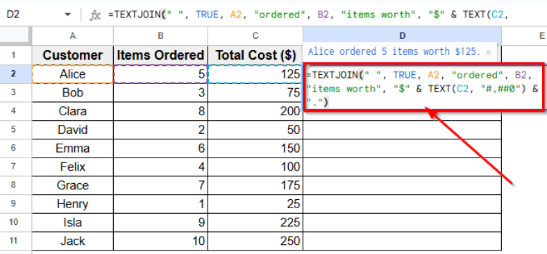 How to Concatenate Text and Formula in Google Sheets - Excel Insider