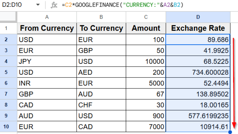 Currency Conversion Formula in Google Sheets (2 Examples) - Excel Insider