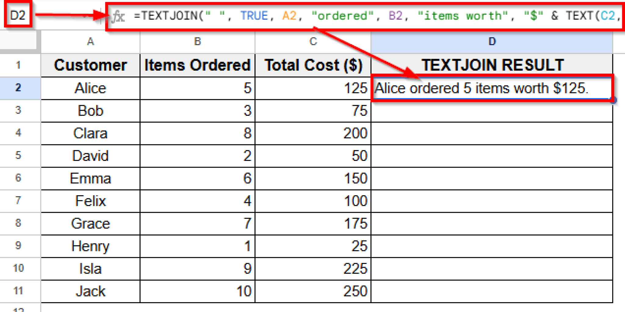 How to Concatenate Text and Formula in Google Sheets - Excel Insider