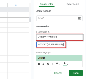 Conditional Formatting for Dates within 7 Days in Google Sheets - Excel ...
