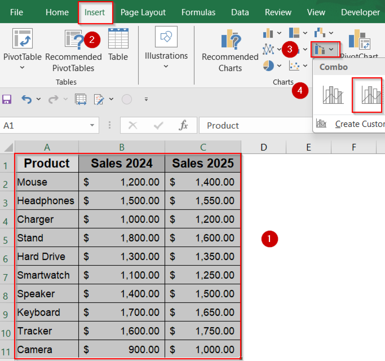 How to Make a Comparison Chart in Excel (4 Different Ways) - Excel Insider