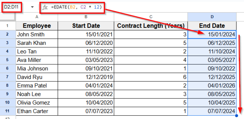How to Add Years to Date In Google Sheets (2 Simple Ways) - Excel Insider