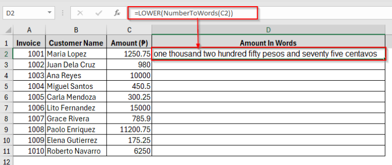 How to Convert Number to Words in Excel for Peso (2 Ways) - Excel Insider