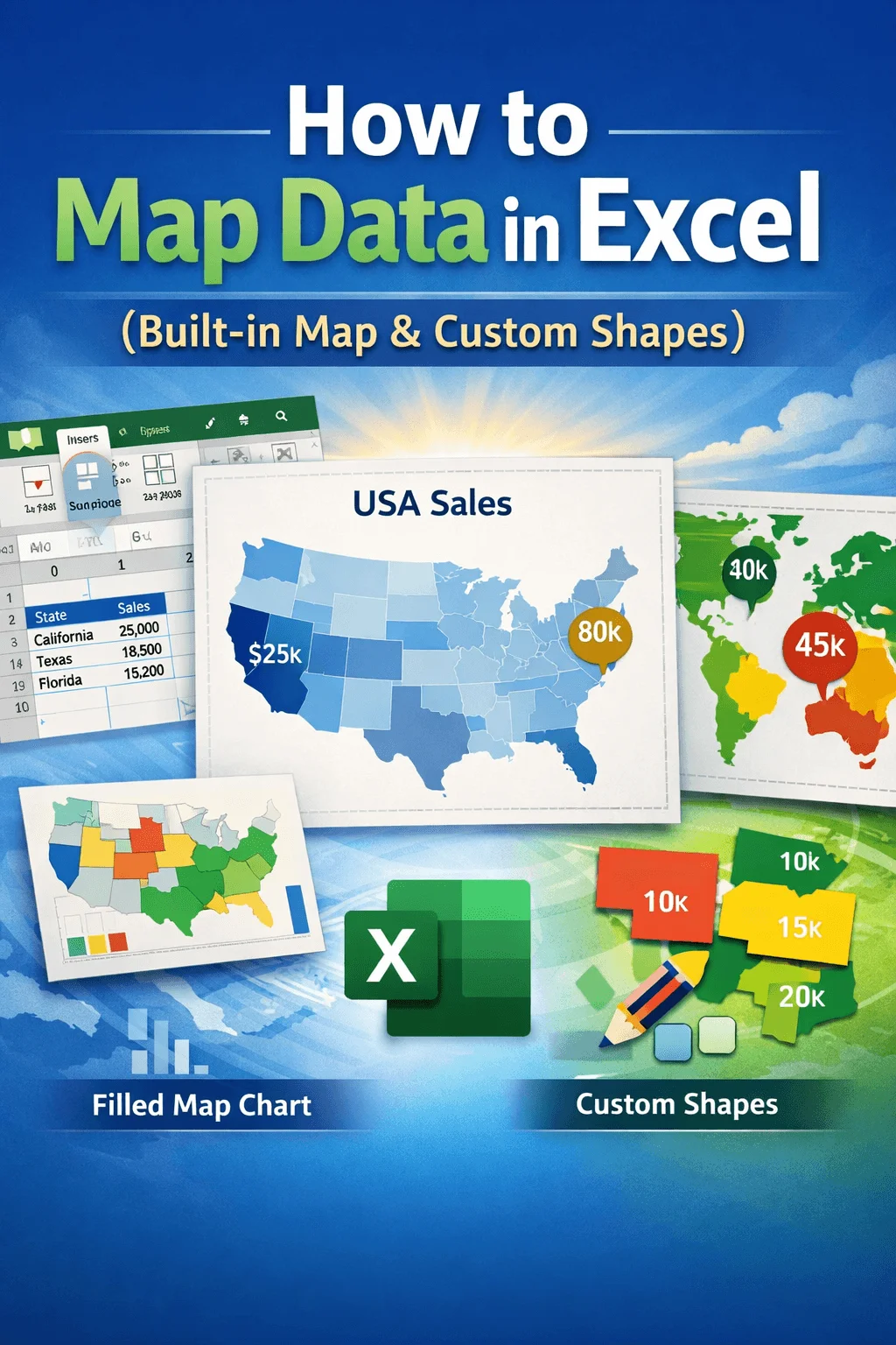 How to Map Data in Excel (with Built-in Map & Custom Shapes) - Excel ...